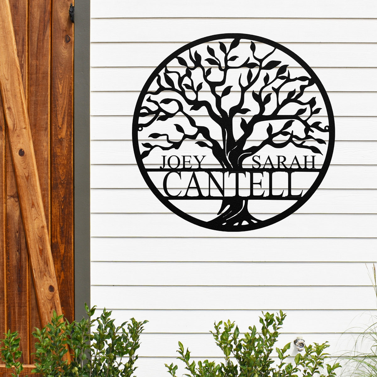 Family Tree Last Name Monogram ~ Outdoor Metal Sign, Door Hanger Sign ...