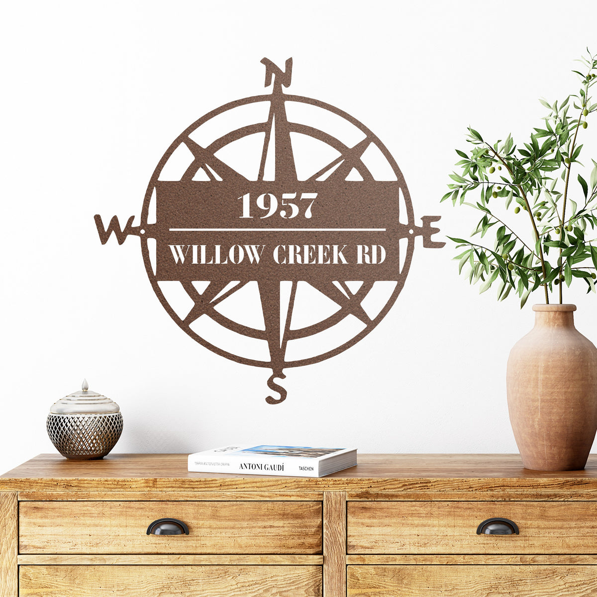 Compass House Address Sign ~ Metal Porch Sign, House Number Sign, Meta ...
