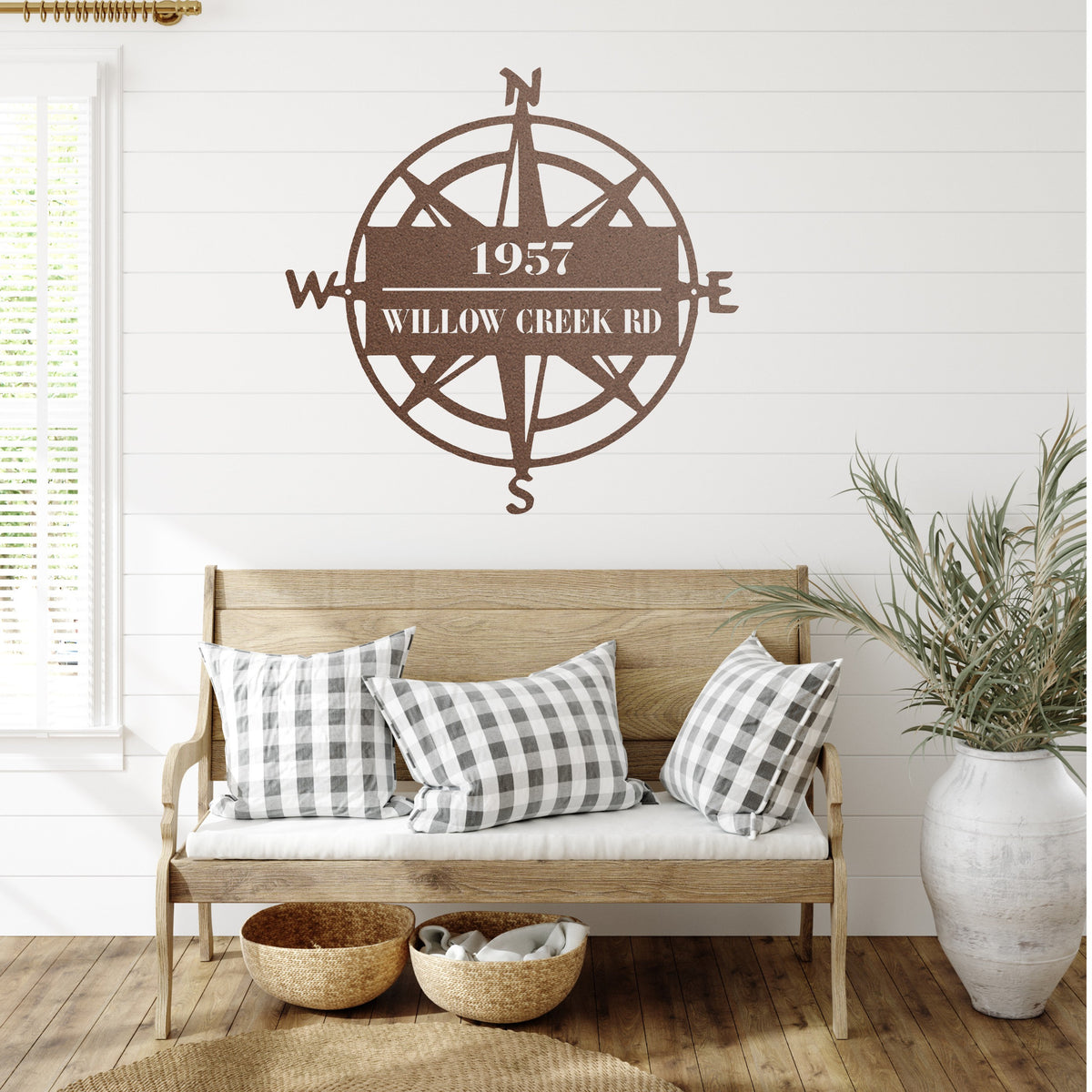 Compass House Address Sign ~ Metal Porch Sign, House Number Sign, Meta ...