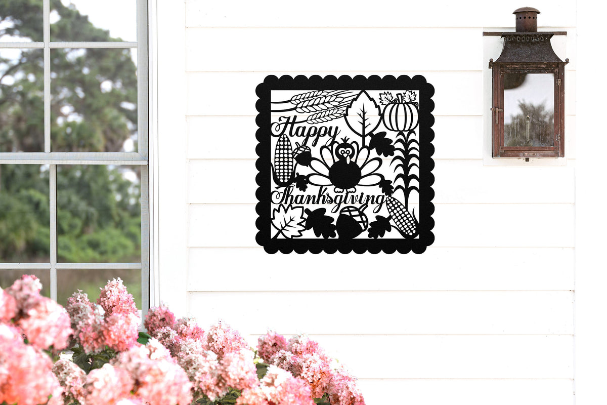 Happy Thanksgiving Sign, Metal Porch Sign, Fall Door Hanger, Fall Meta ...