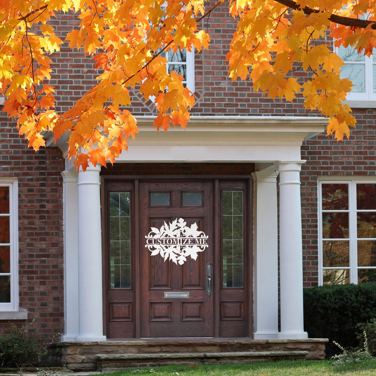 Custom Fall Leaf Name Sign, Metal Porch Sign, Fall Door Hanger, Fall M ...