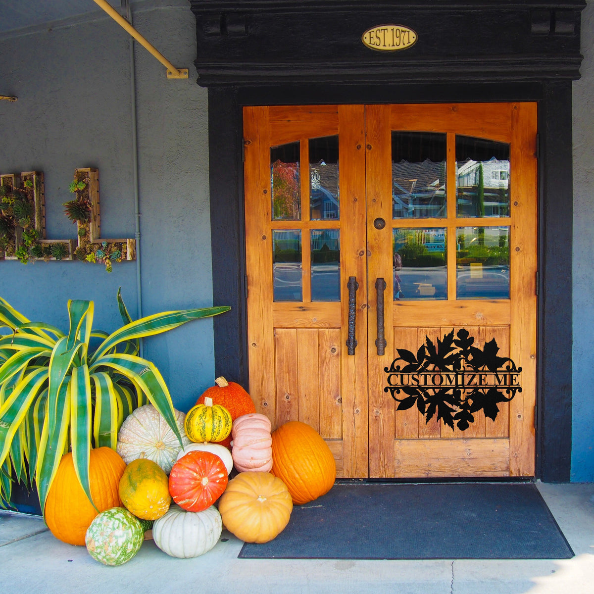 Custom Fall Leaf Name Sign, Metal Porch Sign, Fall Door Hanger, Fall M ...