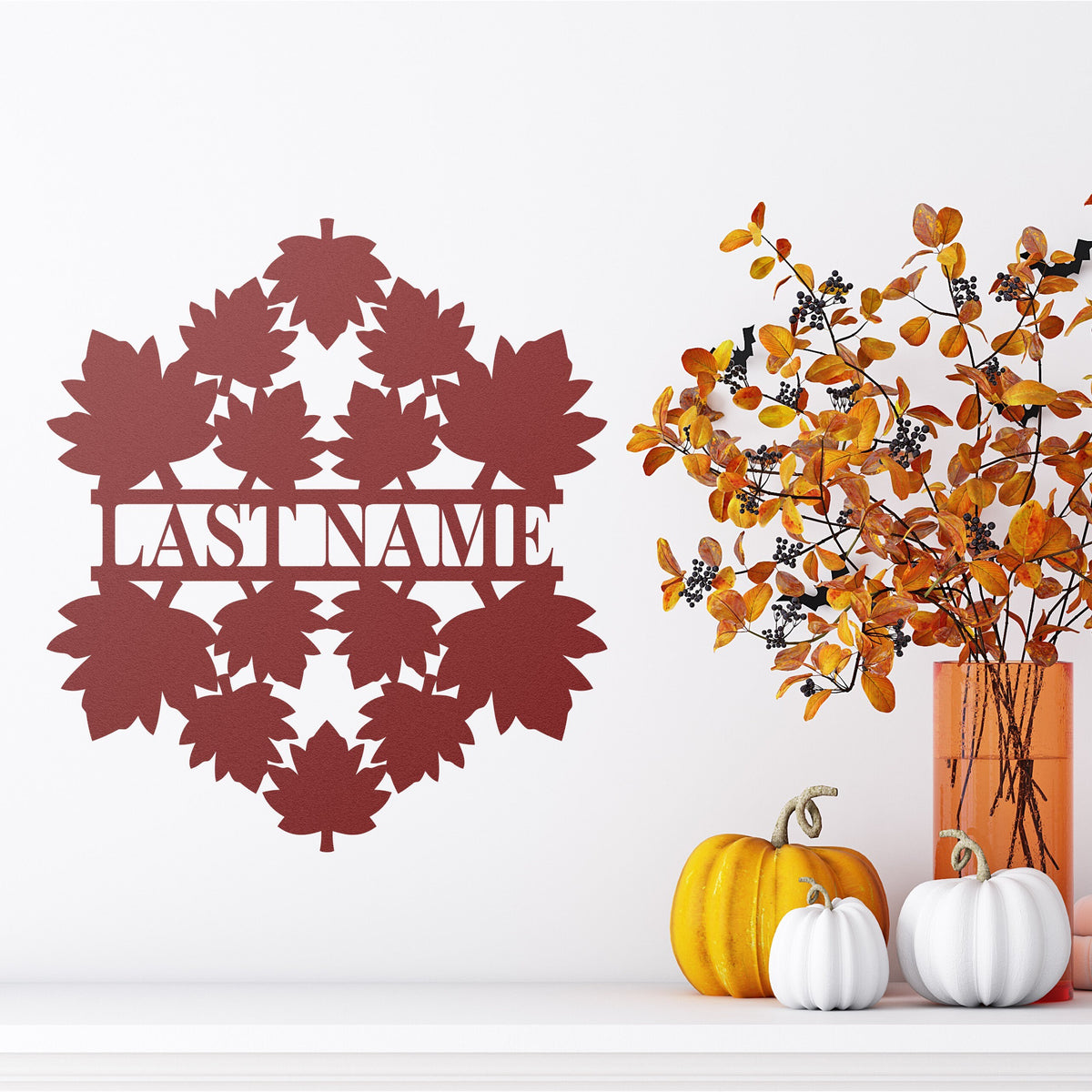 Custom Fall Last Name Sign, Metal Porch Sign, Fall Door Hanger, Fall M ...