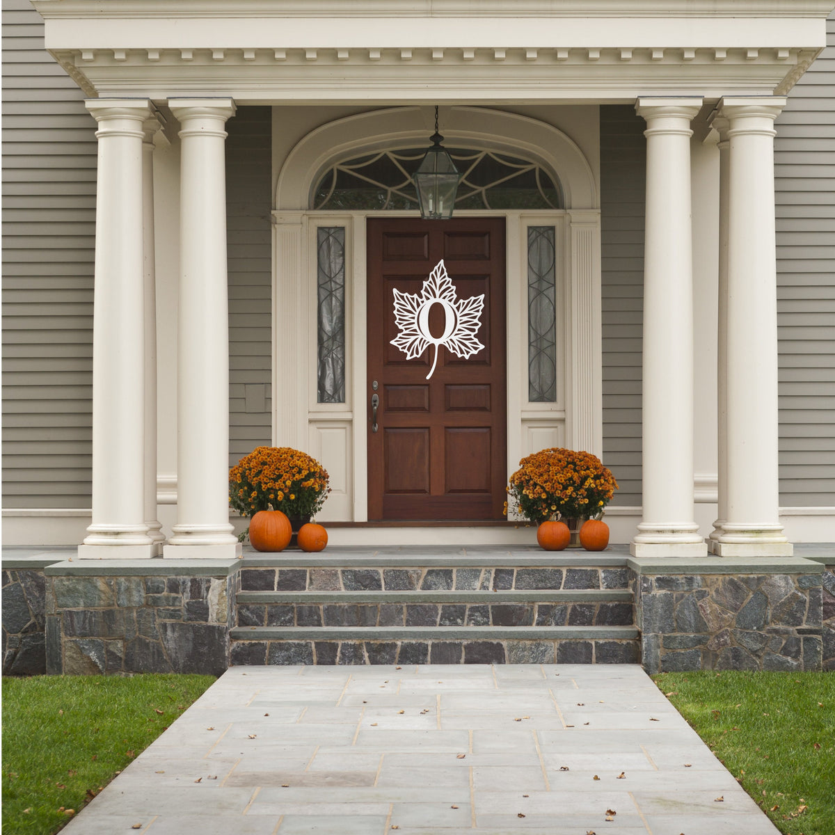 Fall Leaf Monogram Sign, Metal Porch Sign, Fall Door Hanger, Fall Meta ...