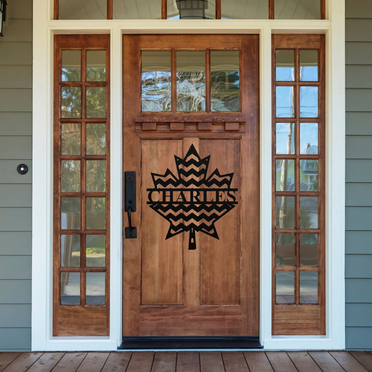 Leaf Family Name Sign, Metal Porch Sign, Fall Door Hanger, Fall Metal ...